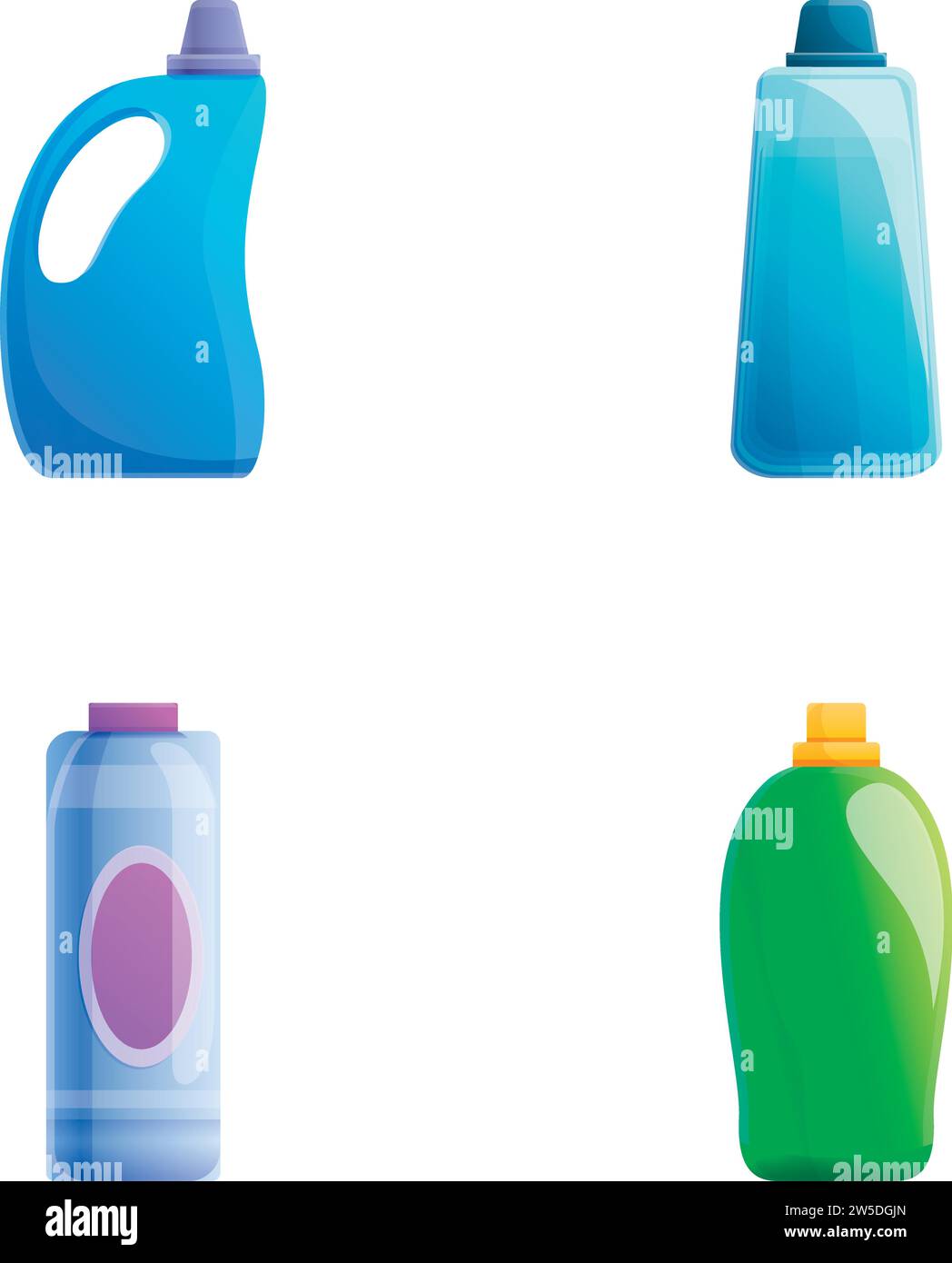 Cleaning concept icons set cartoon vector. Various plastic detergent ...