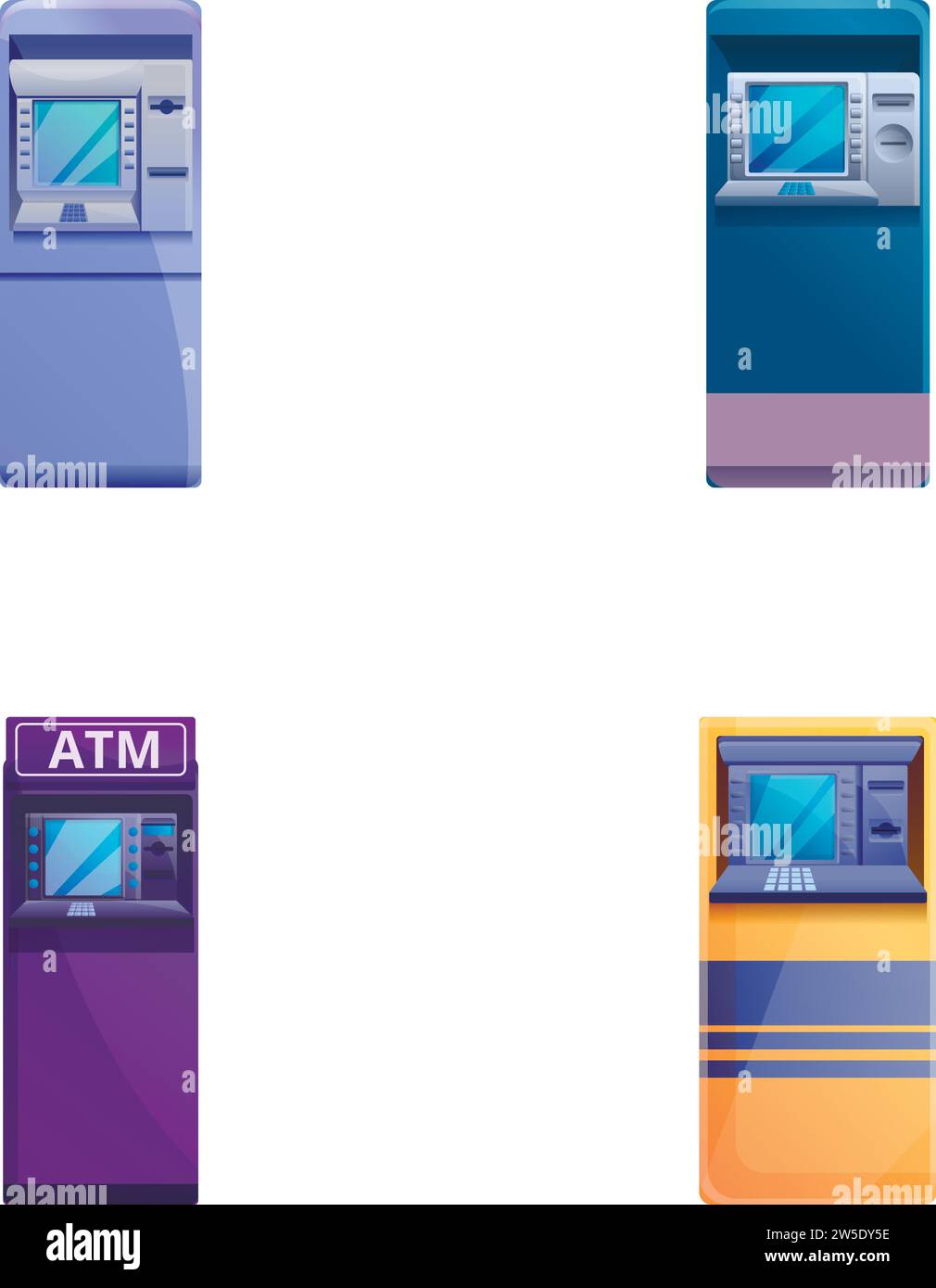 Atm icons set cartoon vector. Various cash machine. Automatic teller machine Stock Vector Image ...