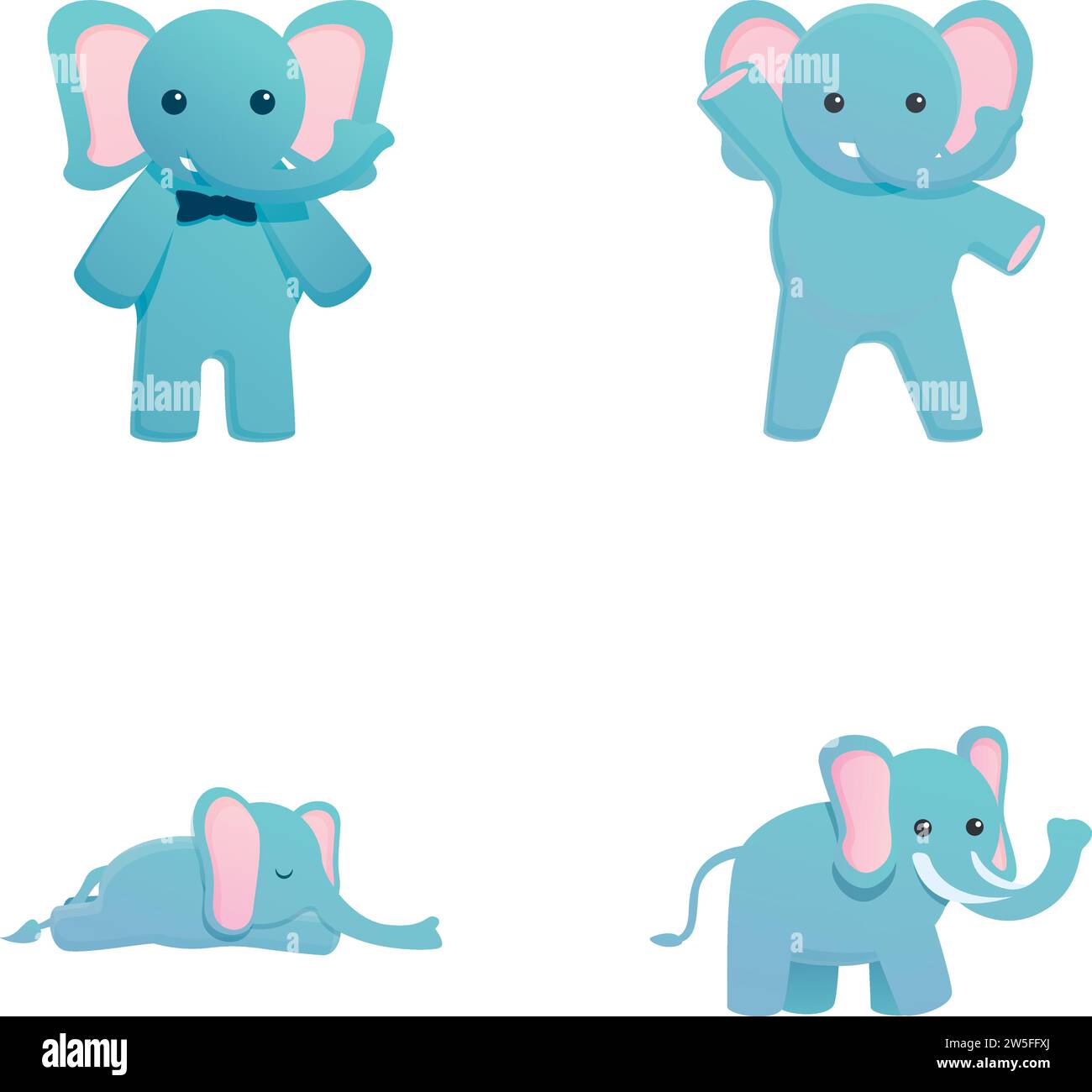 Baby elephant icons set cartoon vector. Cute elephant. Cartoon ...