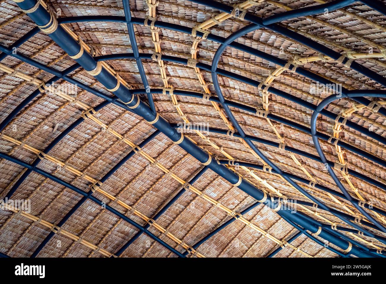 Beautiful thatched roof surface detail of mixed materials pattern ...
