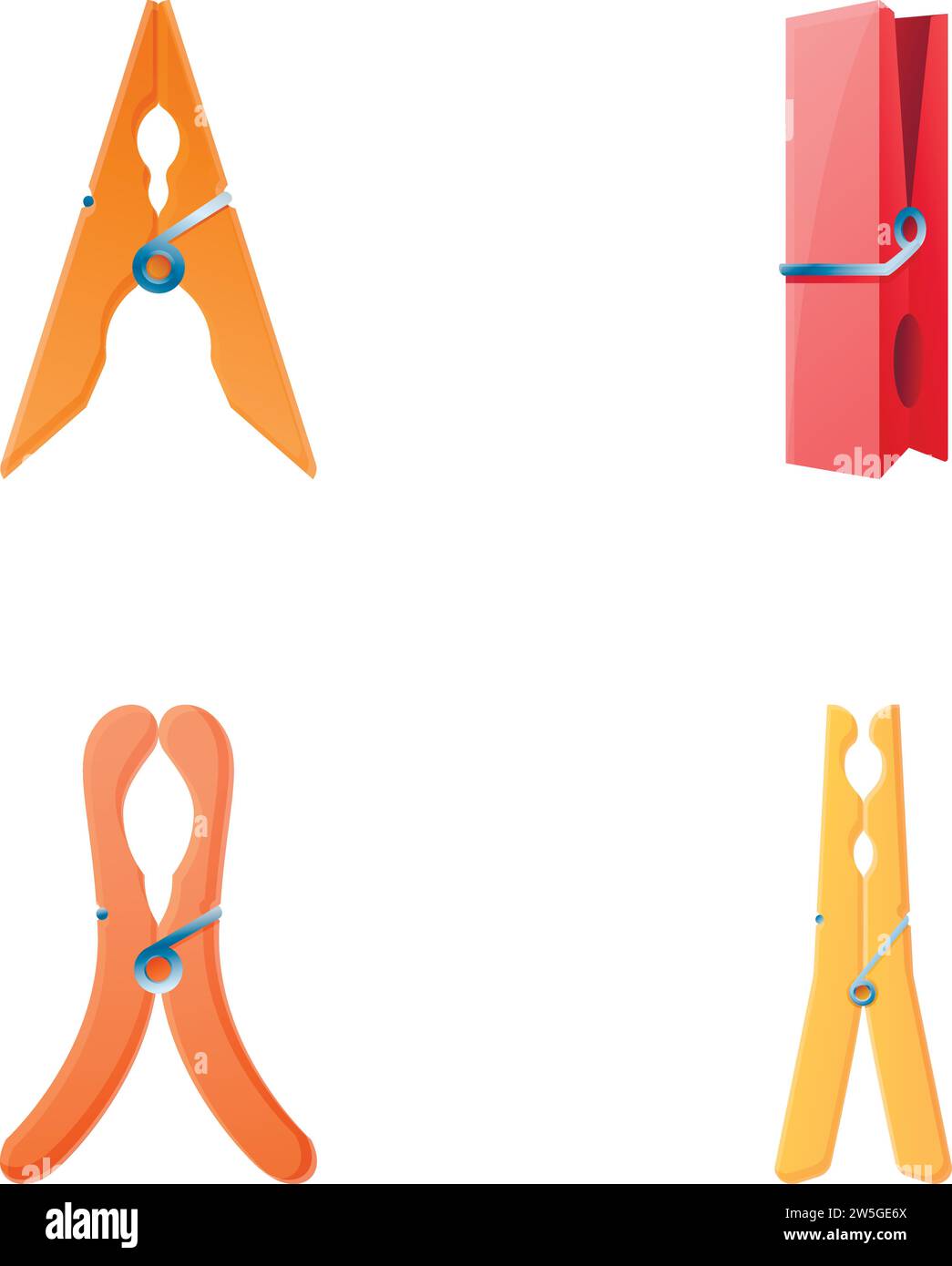 Clothespin icons set cartoon vector. Colored clothes peg collection ...