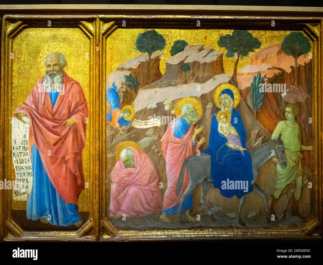 Prophet Jeremiah and Flight into Egypt, Duccio, Maestà del Duomo di Siena Stock Photo - Alamy