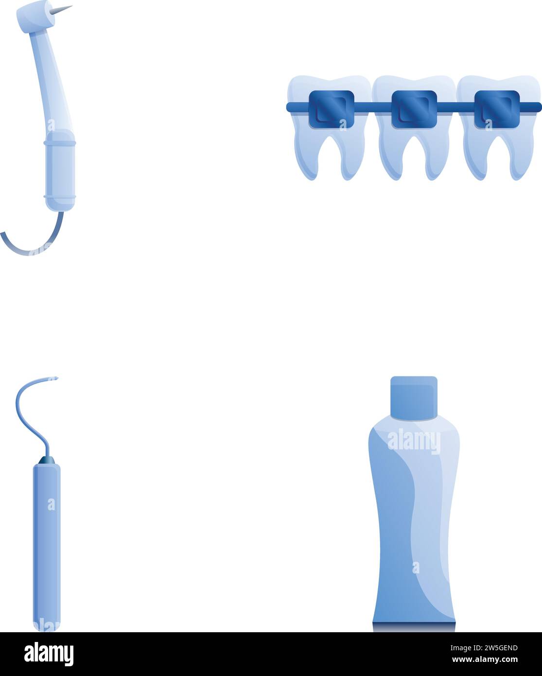 Brace installation icons set cartoon vector. Tooth with brace and ...