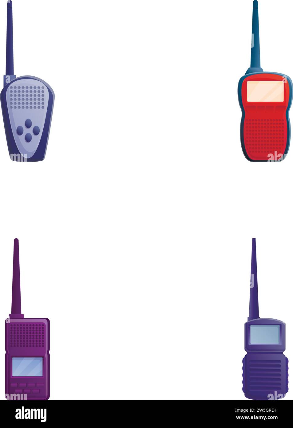 Radio set icons set cartoon vector. Walkie talkie modern radio phone ...