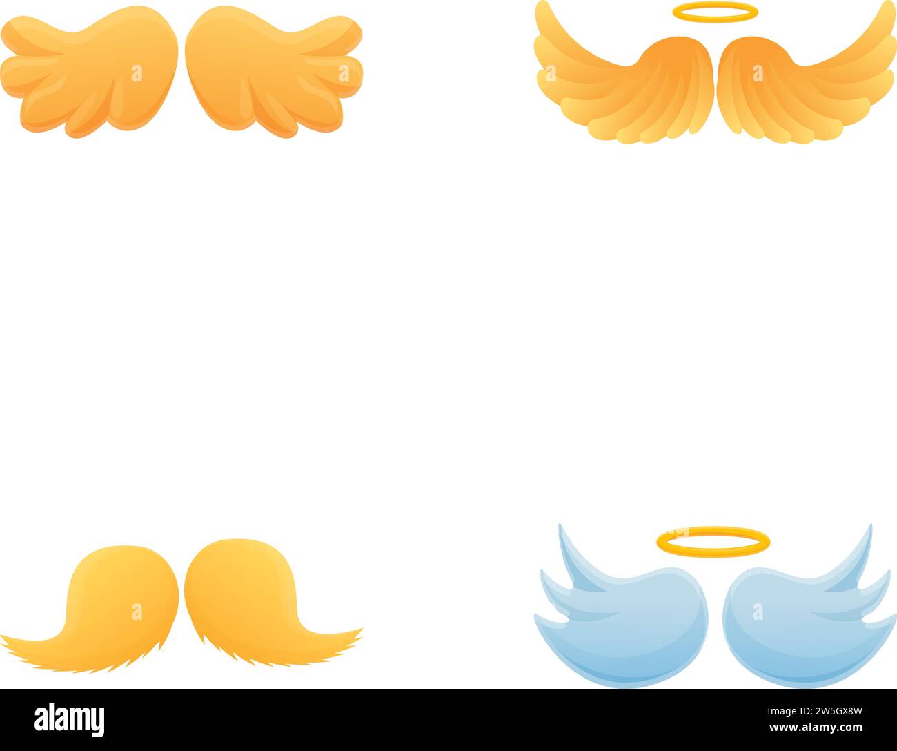 Angel symbol icons set cartoon vector. Various pair of wing with golden ...
