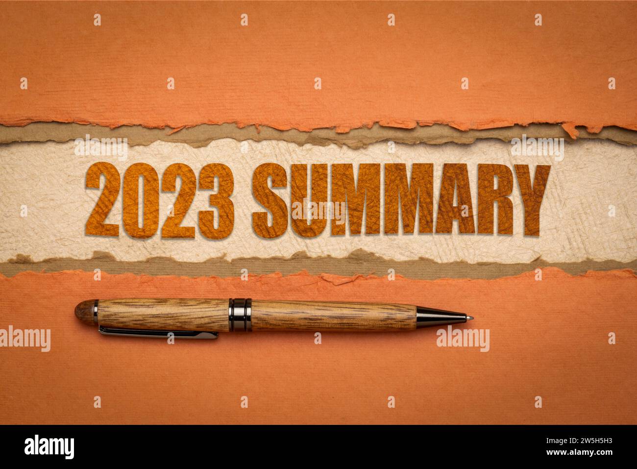 2023 year summary banner - text on art paper, end of year business ...