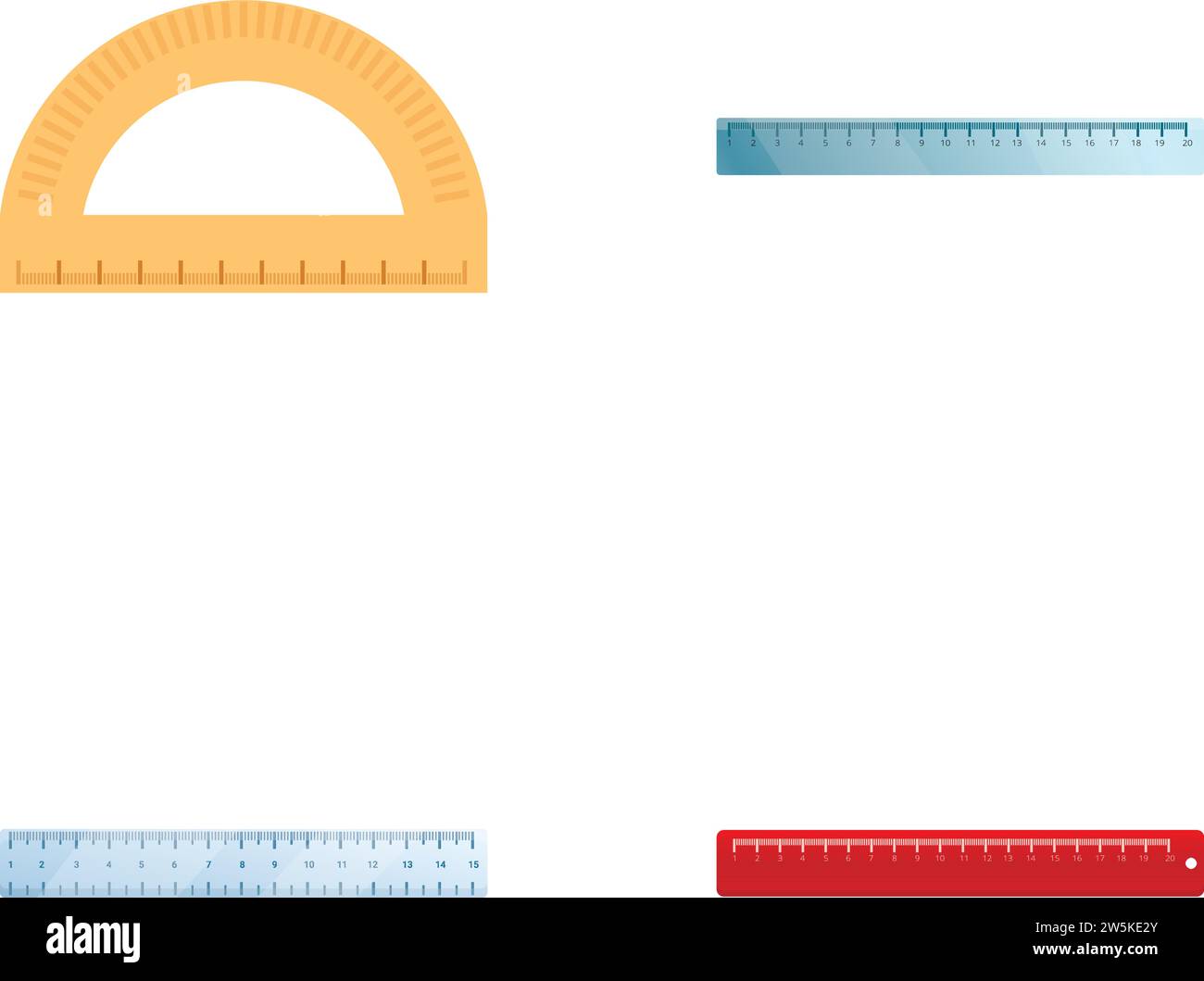Measuring tool icons set cartoon vector. Protractor and ruler ...