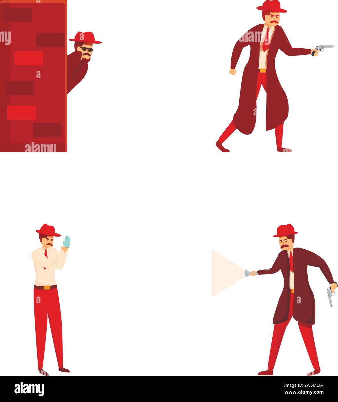 Man detective icons set cartoon vector. Mystery inspector investigating ...