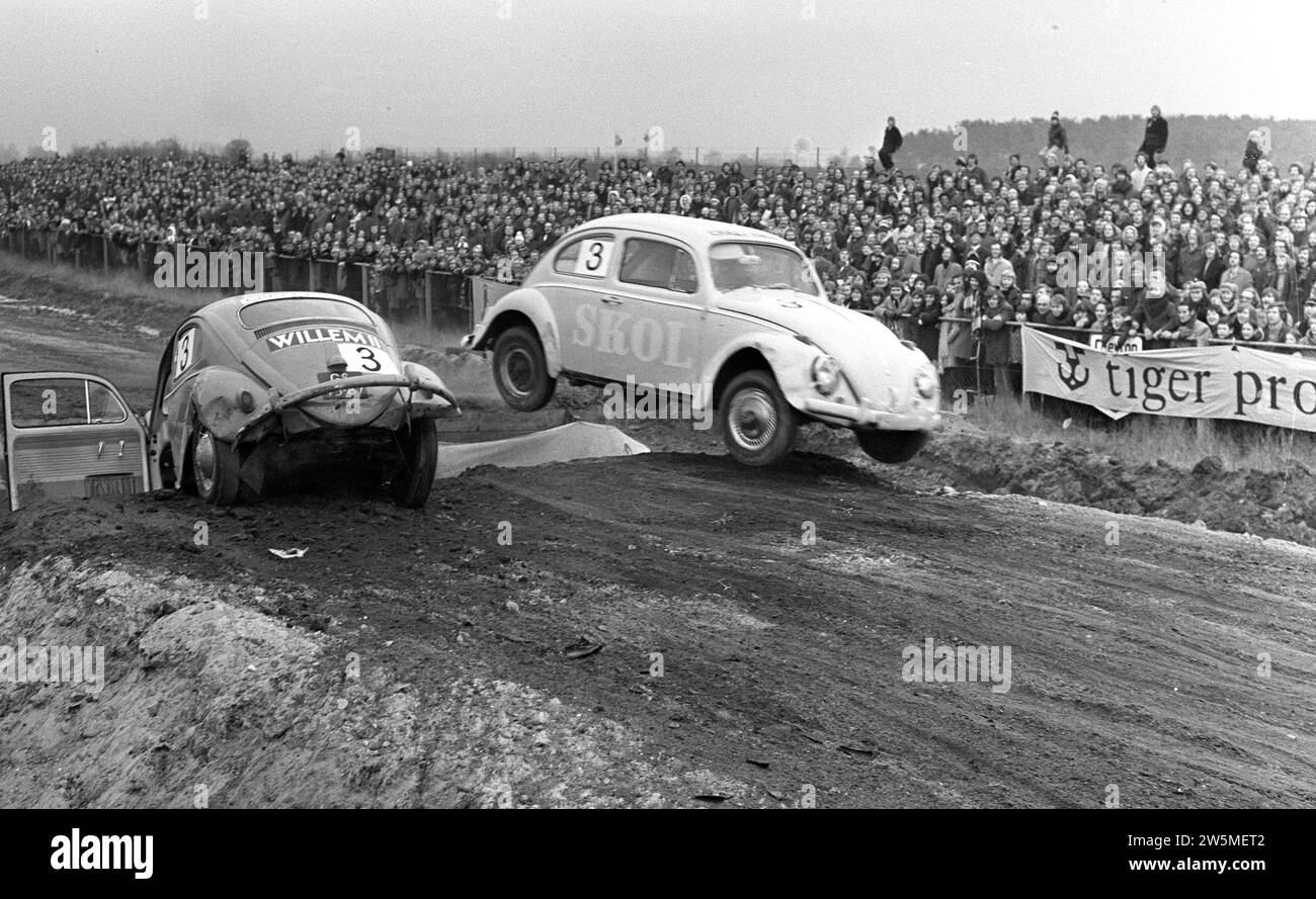 Annual Crazy Race for VW Beetles in Valkenswaard ca. December 26, 1972 ...