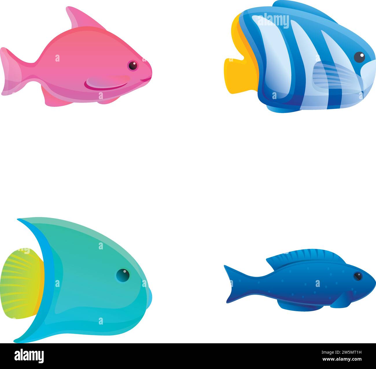 Fish icons set cartoon vector. Various ornamental colorful fish. Ocean ...