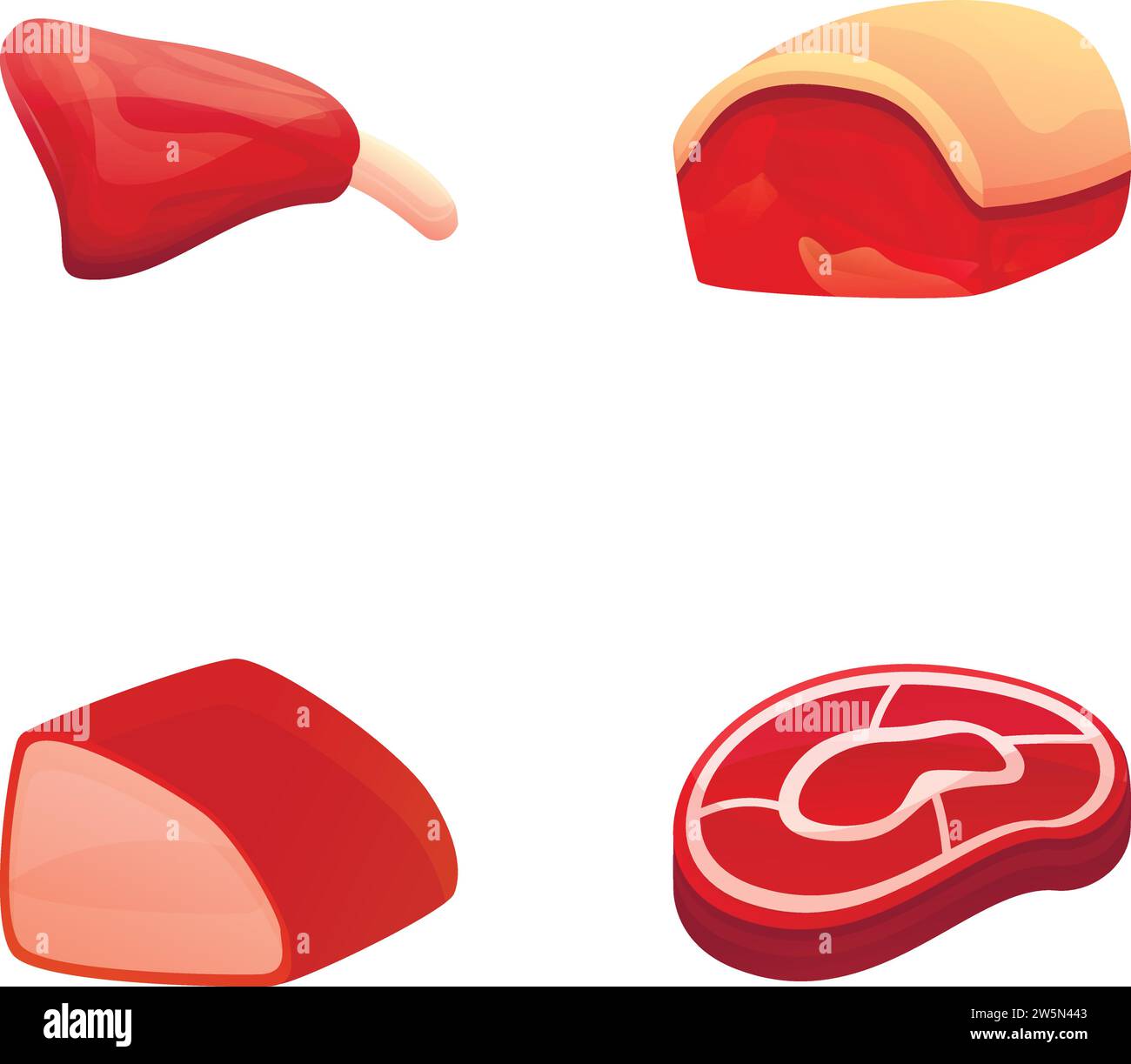 Meat food icons set cartoon vector. Various type of fresh meat product ...