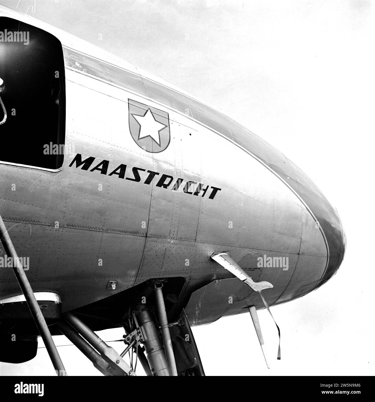 The name lettering of the four-engine KLM Lockheed Constellation ...