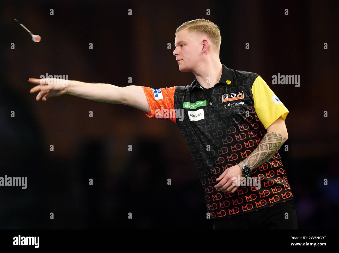 Mike De Decker in action against Madars Razma (not pictured) on day ...