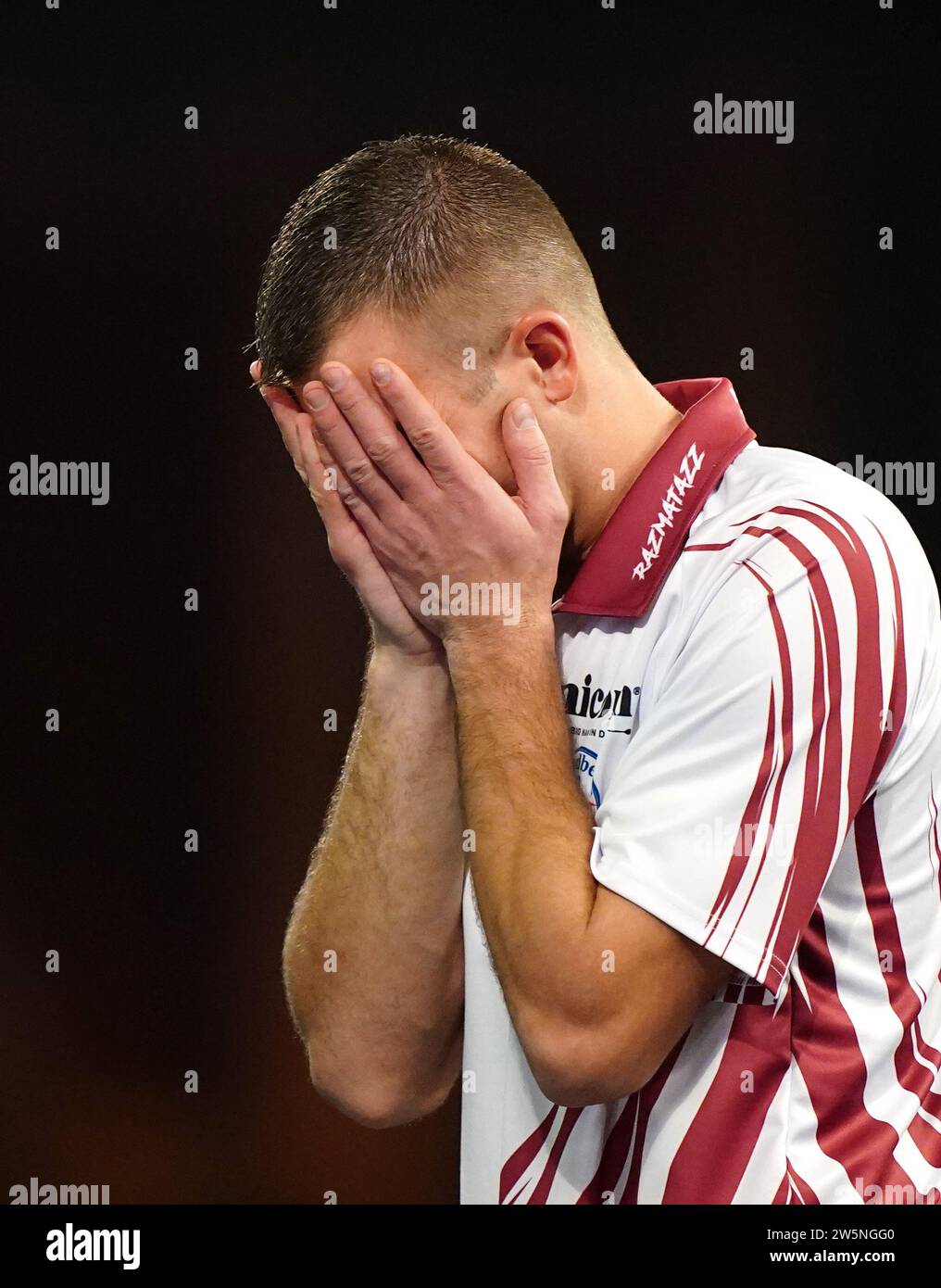 Madars Razma reacts during his match against Mike De Decker (not ...