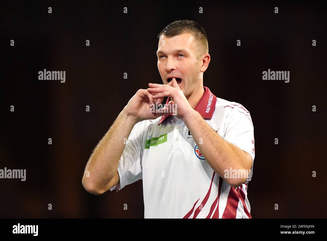 Madars Razma reacts during his match against Mike De Decker (not ...