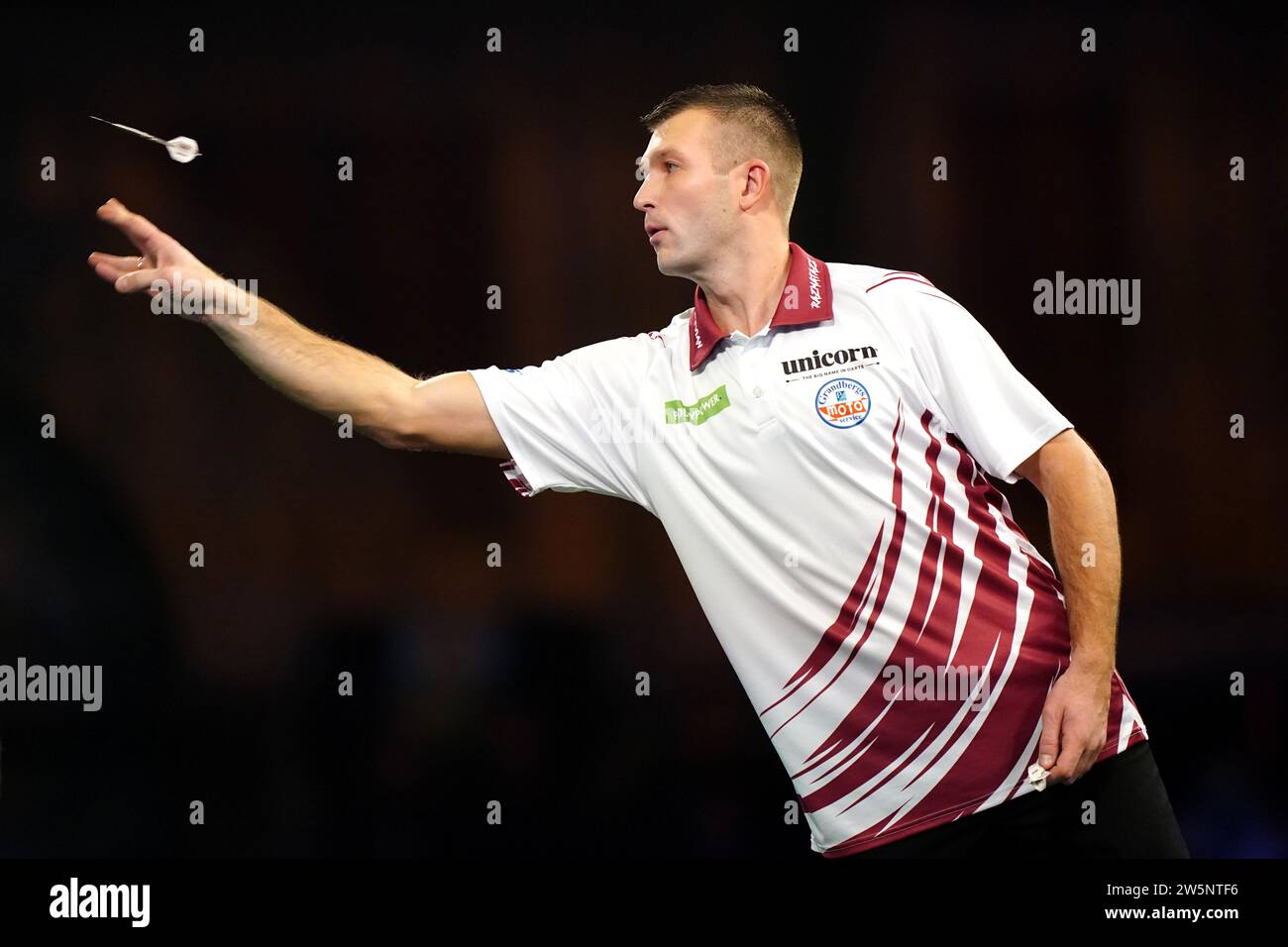 Madars Razma in action against Mike De Decker (not pictured) on day ...