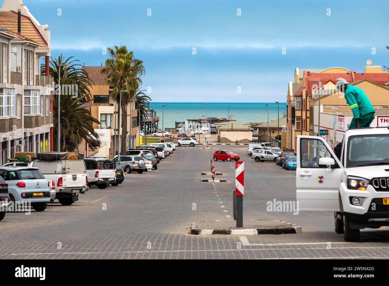 Swakopmund, Namibia - Sept. 28, 2023: The Atlantic Ocean is seen at the ...