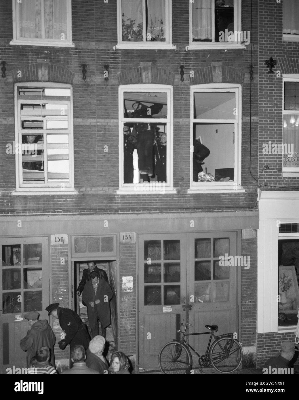 Aftermath of a gas explosion in Amsterdam in the Goudsbloemstraat ...