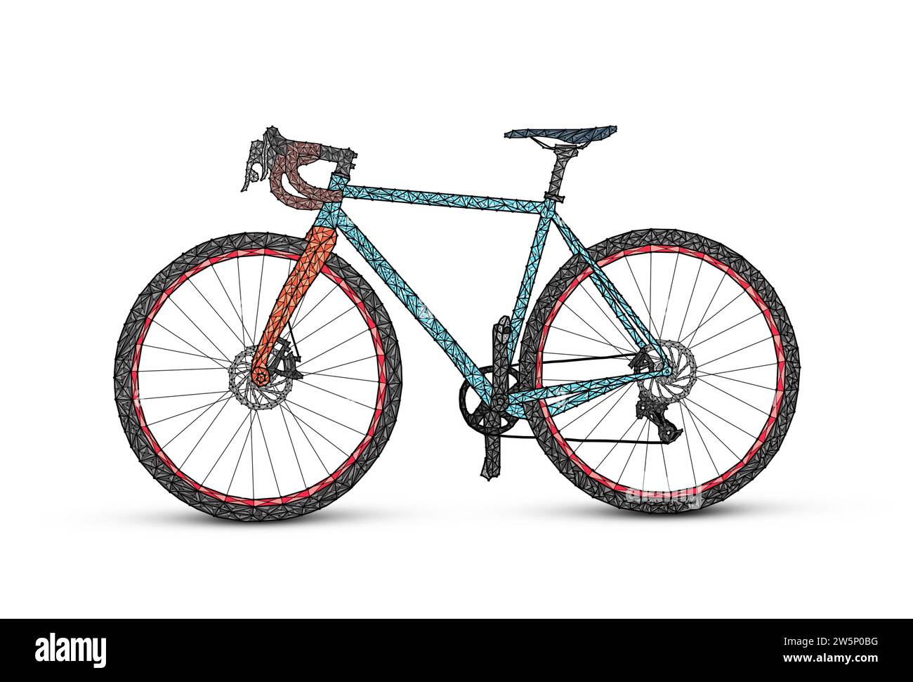 Bicycle on a white background. Creative drawing of a bicycle. Concept ...