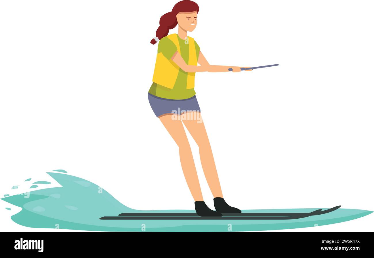 Fun water adventure icon cartoon vector. Water skiing. Board pursuit ...