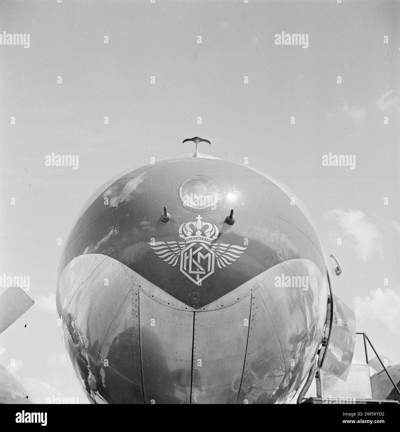 The nose of a KLM Convair 240 with the KLM emblem under the searchlight ...