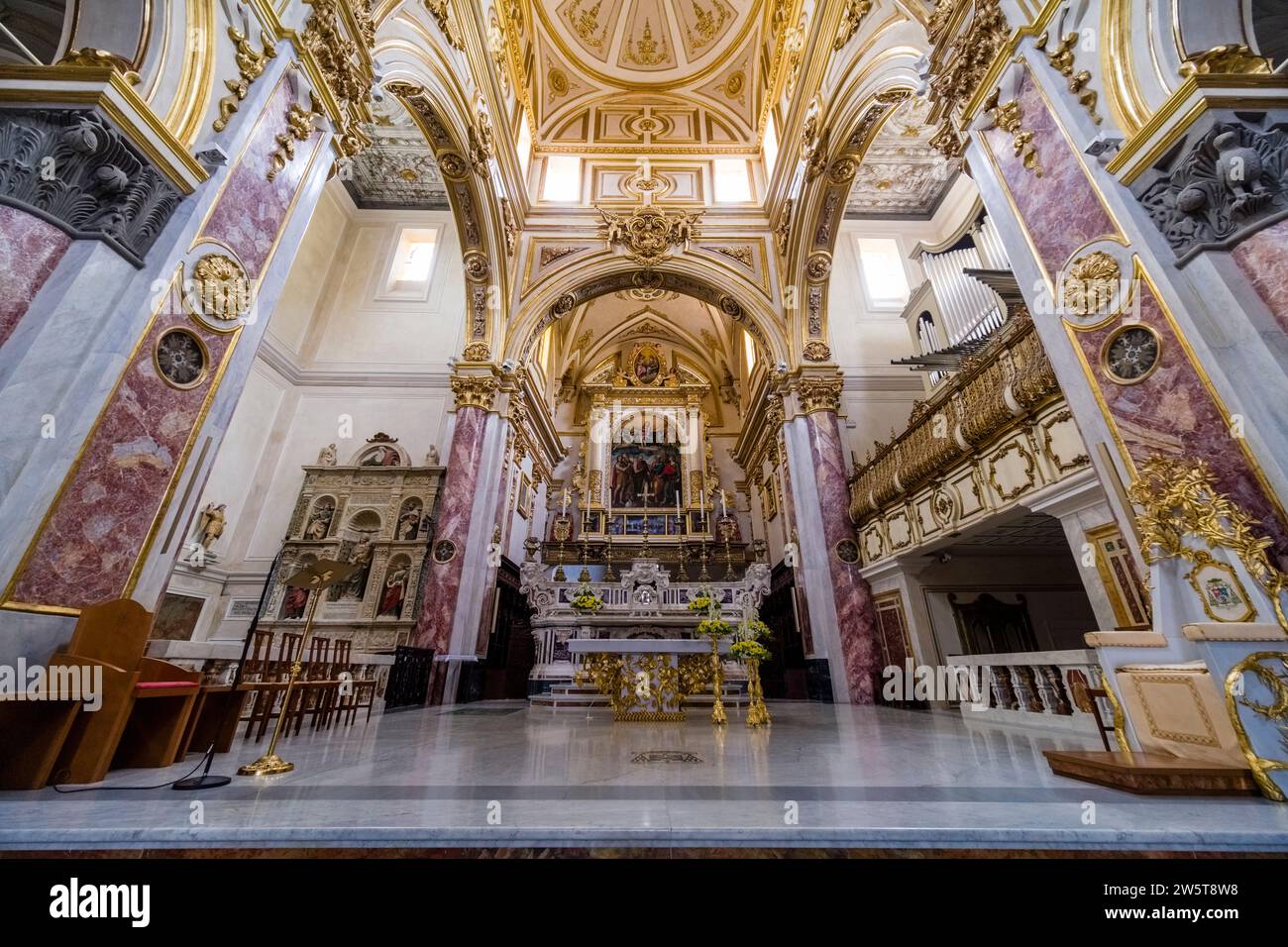 Interior design and altar inside Matera Cathedral, the main church of ...