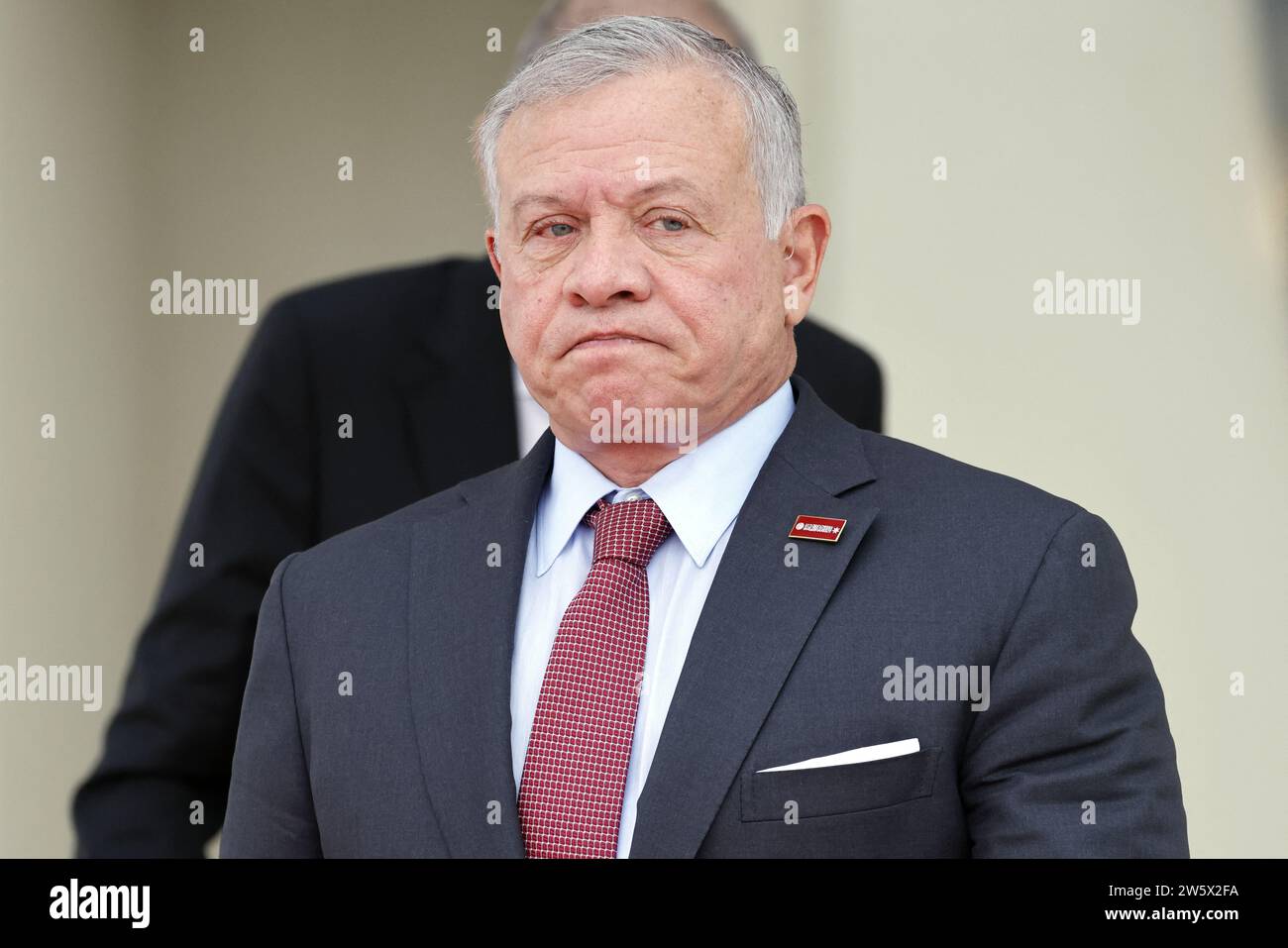 Aqaba, Jordan. 21st Dec, 2023. Jordan's King Abdullah II waits for the ...