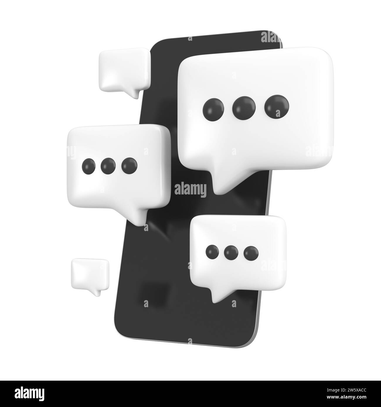 Cartoon smartphone speech bubble Black and White Stock Photos & Images ...