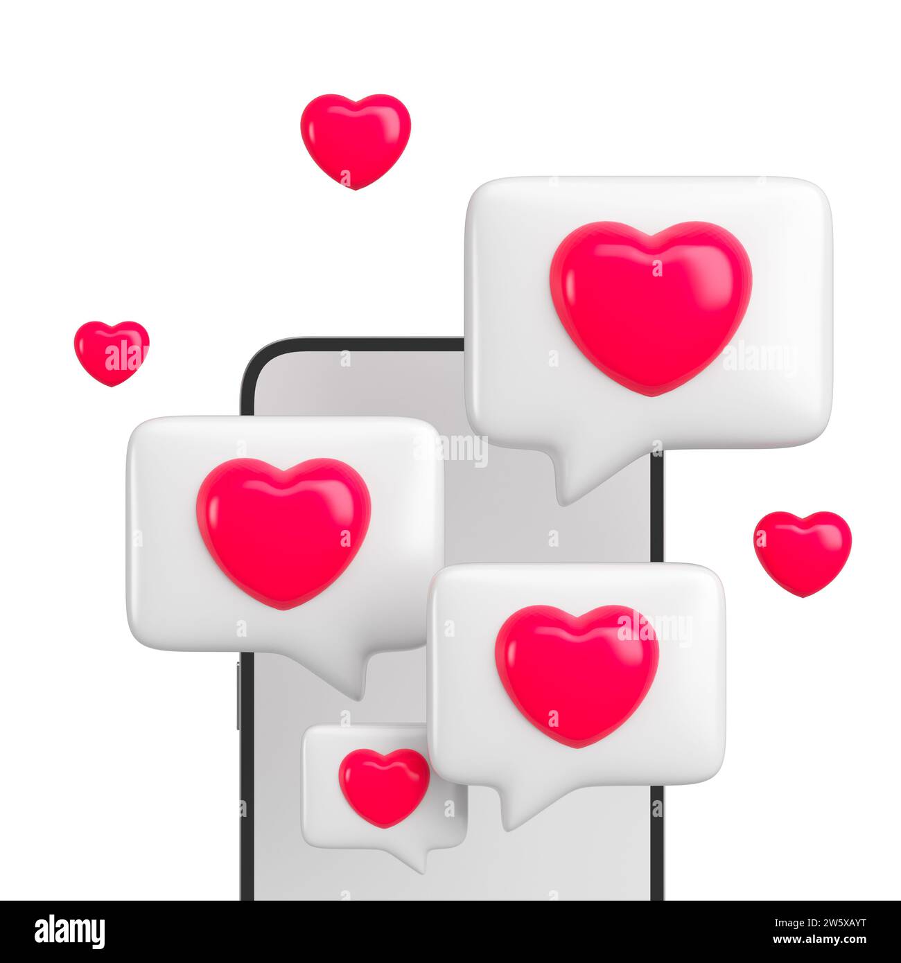 Like message bubble comment on white smartphone screen. Using mobile ...