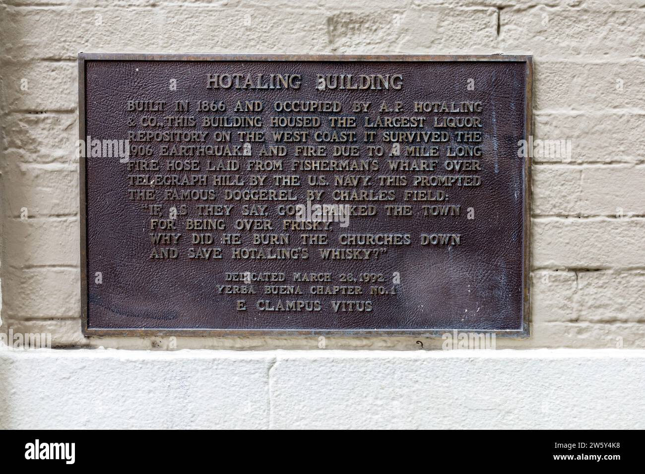 Plaque To The Hotaling Building A Liquor Warehouse In San Francisco ...