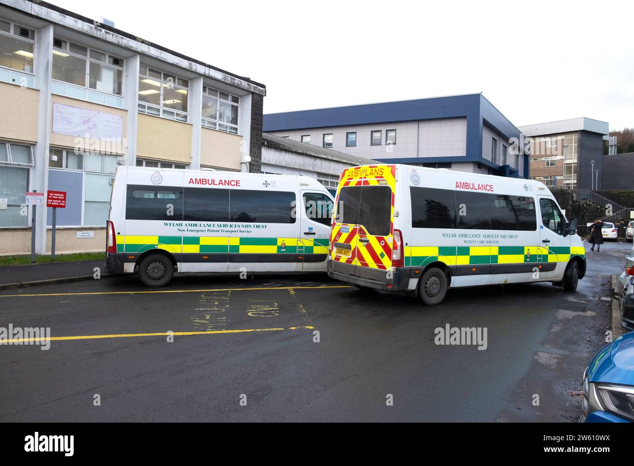 Welsh ambulance ambulances parked outside Glangwili Hospital ...
