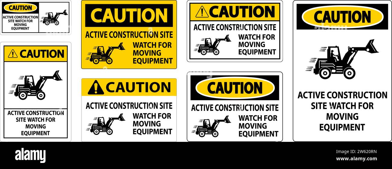 Construction Area Sign Caution - Active Construction Site, Watch For ...