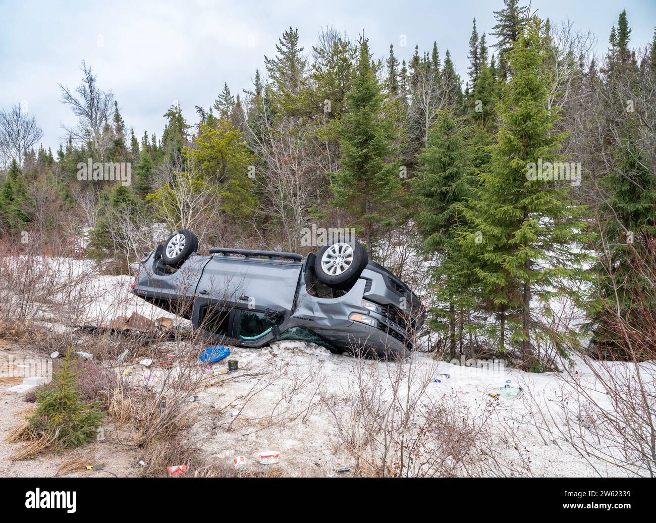 Gray pickup truck that skidded, rolled over and ended up in reverse ...