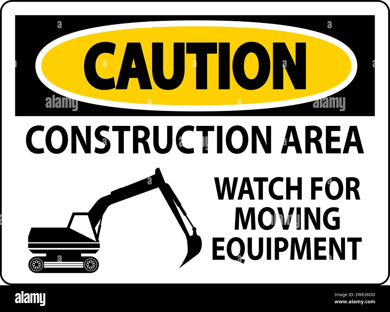 Caution Sign Construction Area - Watch For Moving Equipment Stock ...
