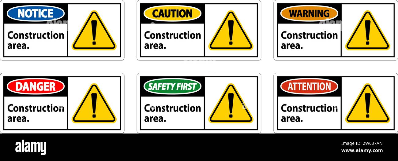 Danger Sign Construction Area Stock Vector Image & Art - Alamy