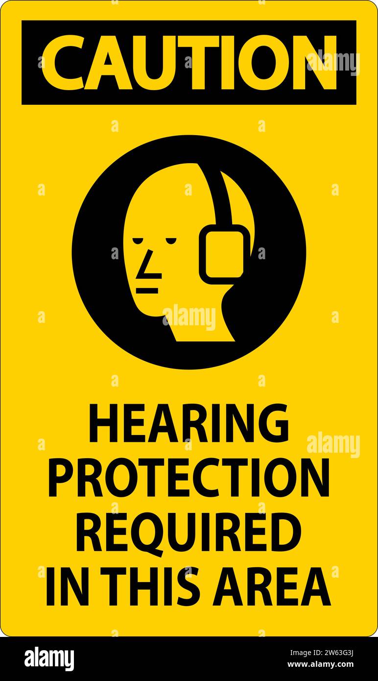 Caution Sign Hearing Protection Required In This Area Stock Vector