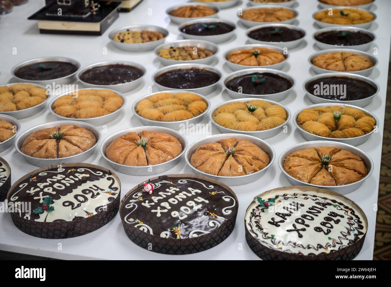 Athens, Greece. 21 December 2023. Traditional Greek pies to celebrate ...