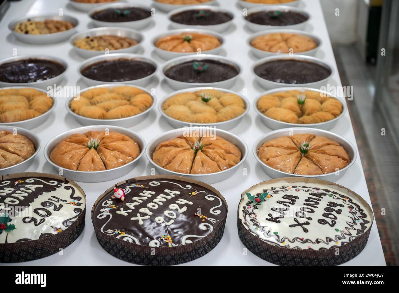 Athens, Greece. 21 December 2023. Traditional Greek pies to celebrate ...