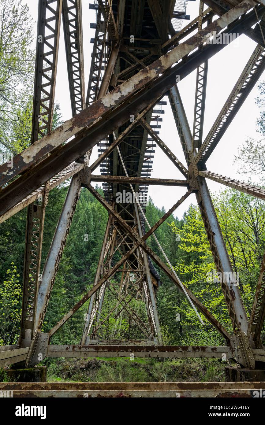 Steel supports undergird the historic Salt Creek railroad trestle on ...