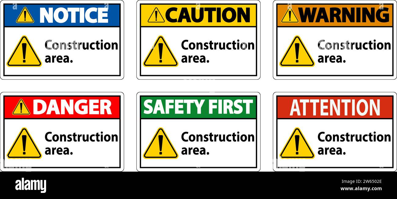 Danger Sign Construction Area Stock Vector Image & Art - Alamy