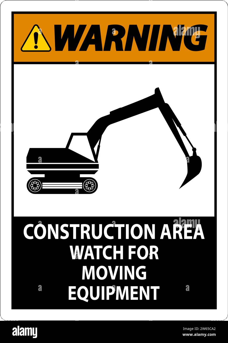 Warning Sign Construction Area - Watch For Moving Equipment Stock ...