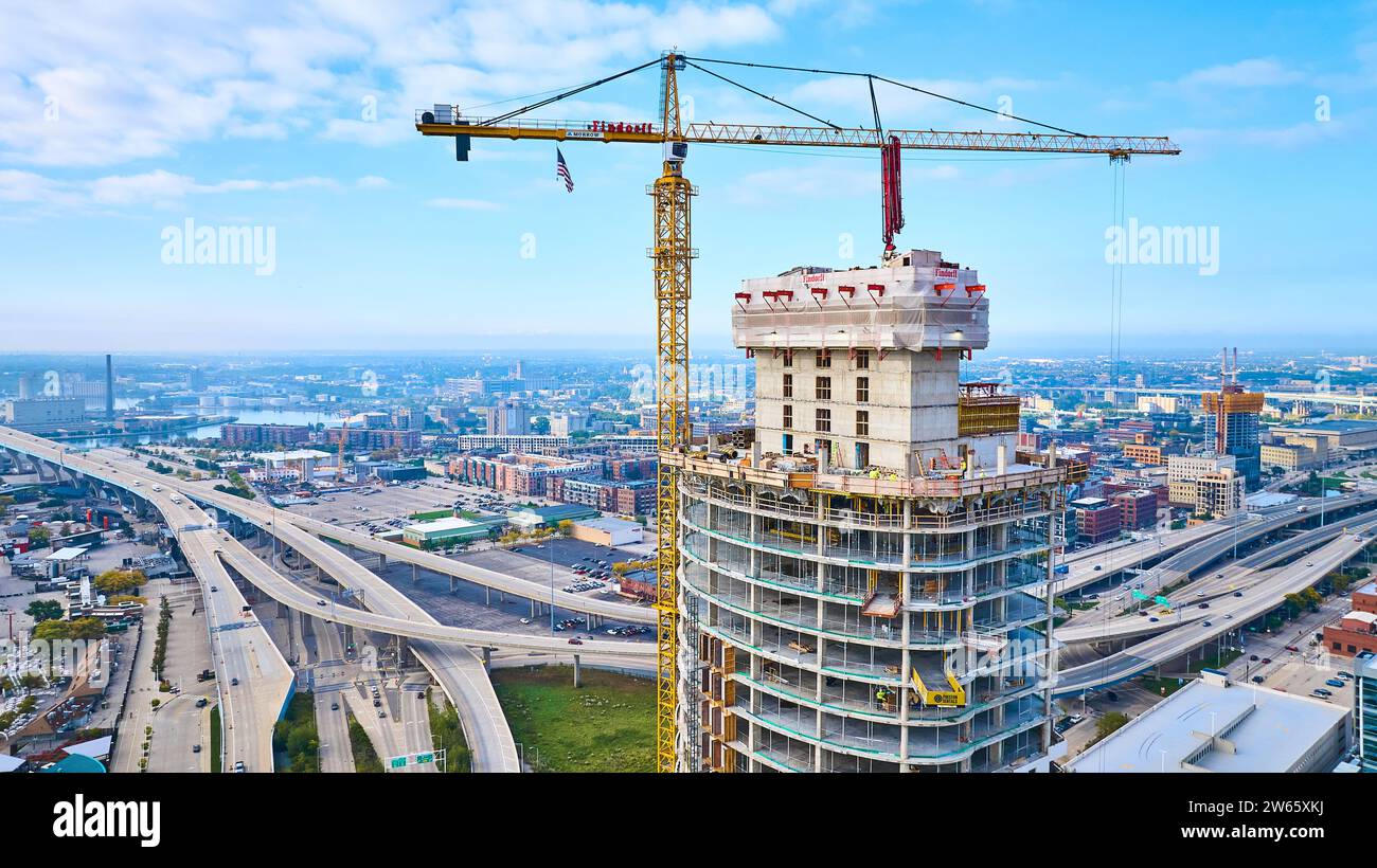 Aerial View of Urban Skyscraper Construction, Milwaukee Stock Photo - Alamy