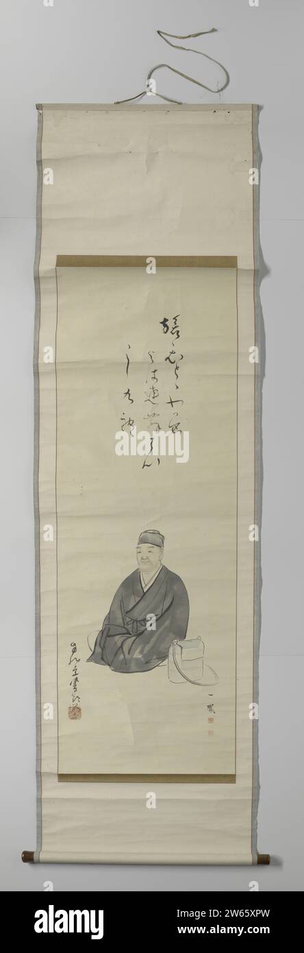 De Poet Bashô, 1820 - 1840 Image of a sitting man, the poet Bashô, with ...