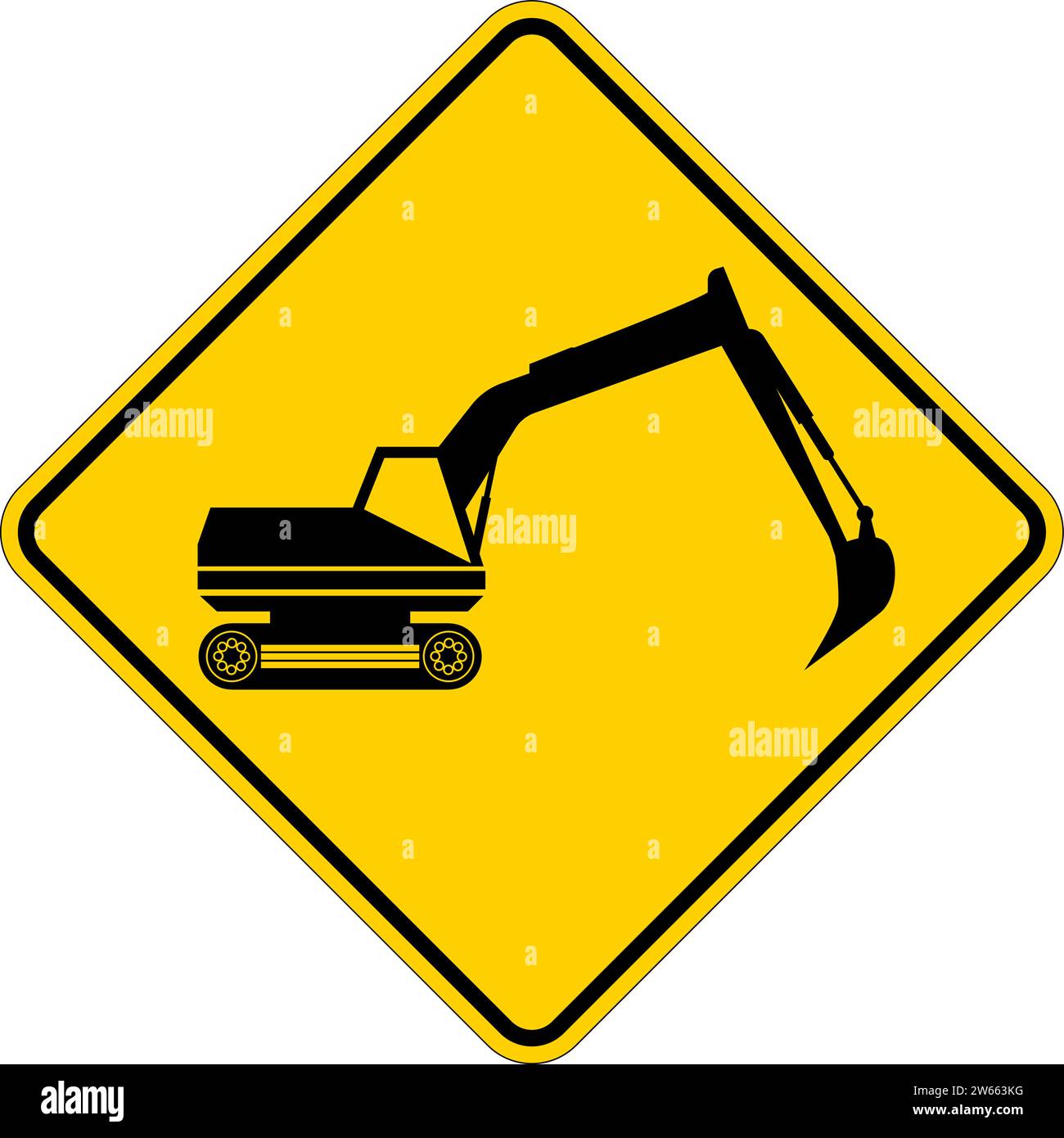 Warning excavator sign Stock Vector Image & Art - Alamy