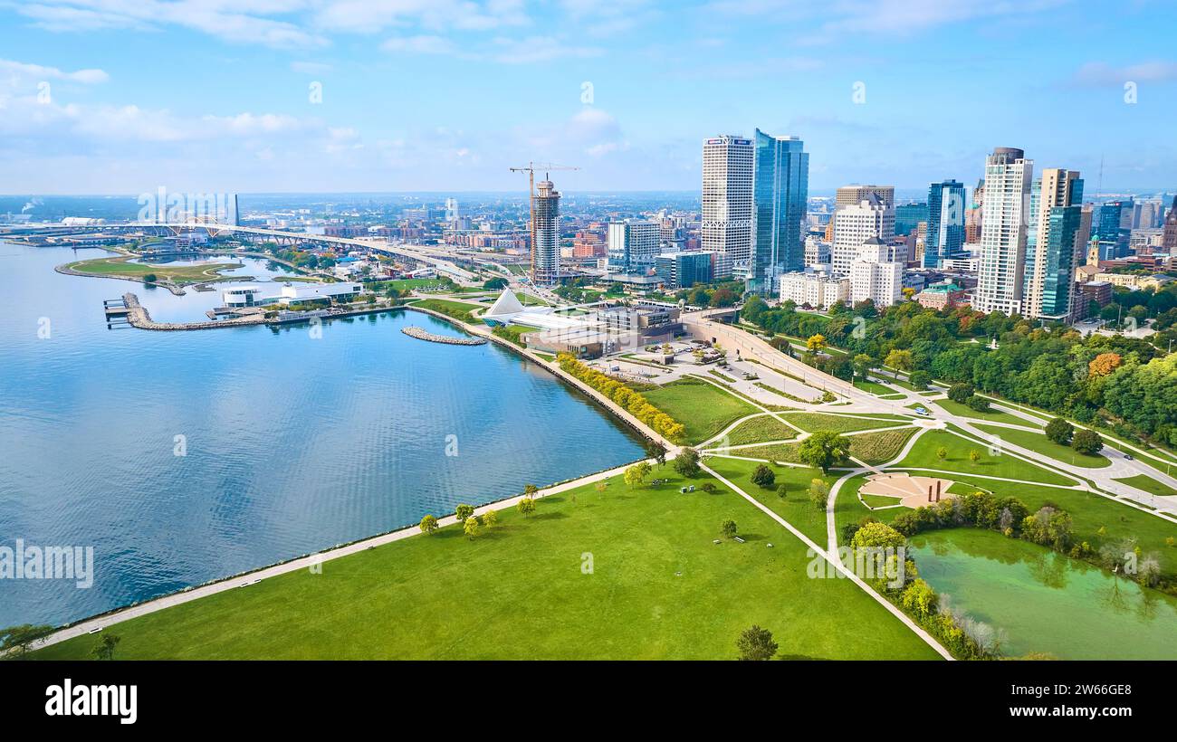 Aerial View of Milwaukee Waterfront and Urban Park Stock Photo - Alamy