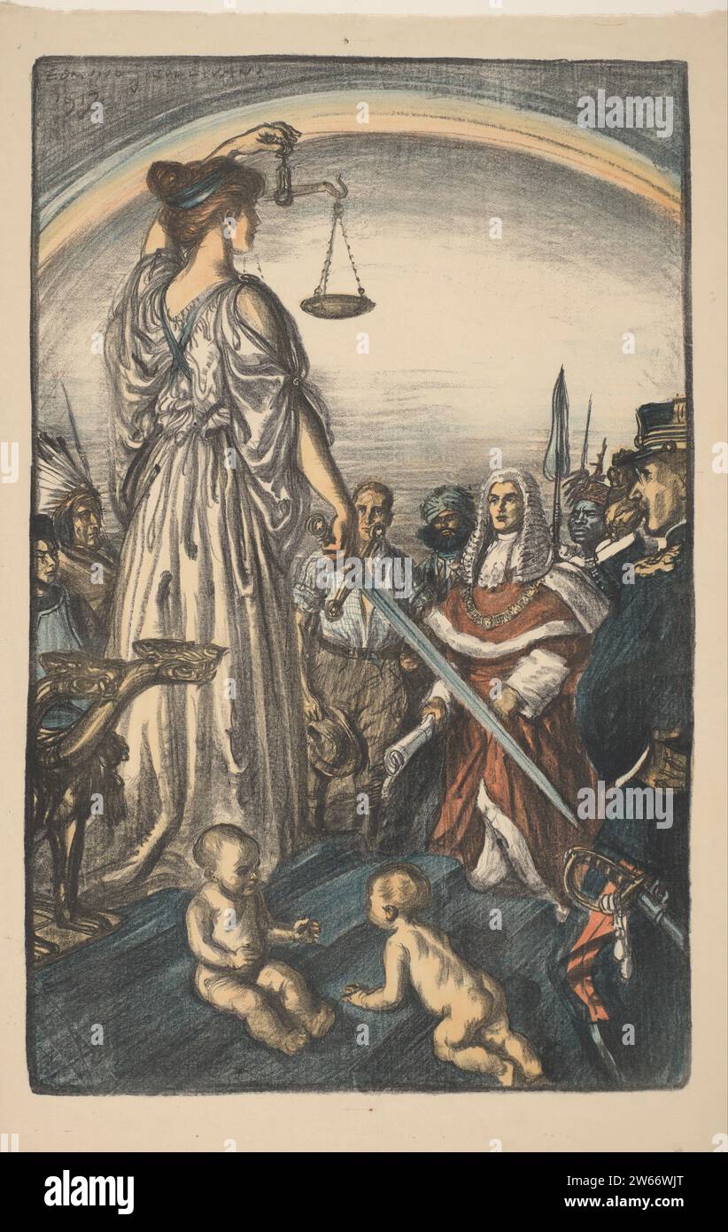 Personification of Justice, Edmund Joseph Sullivan, 1917 paper paper ...