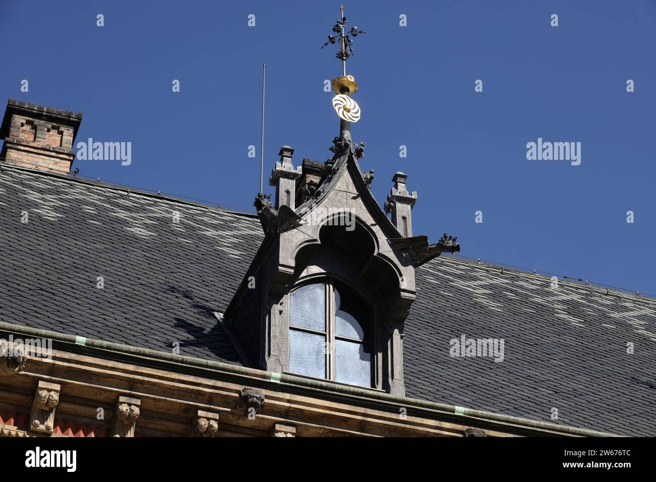 Roof window of an ancient building in Prague Stock Photo - Alamy