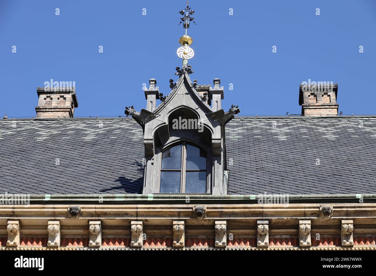 Roof window of an ancient building in Prague Stock Photo - Alamy