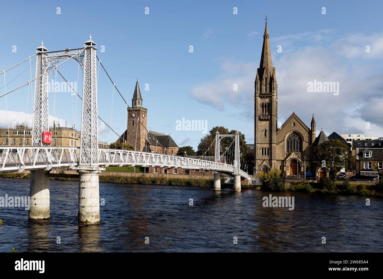 The Free North Church, Old High Church towers and Greig Street Bridge ...