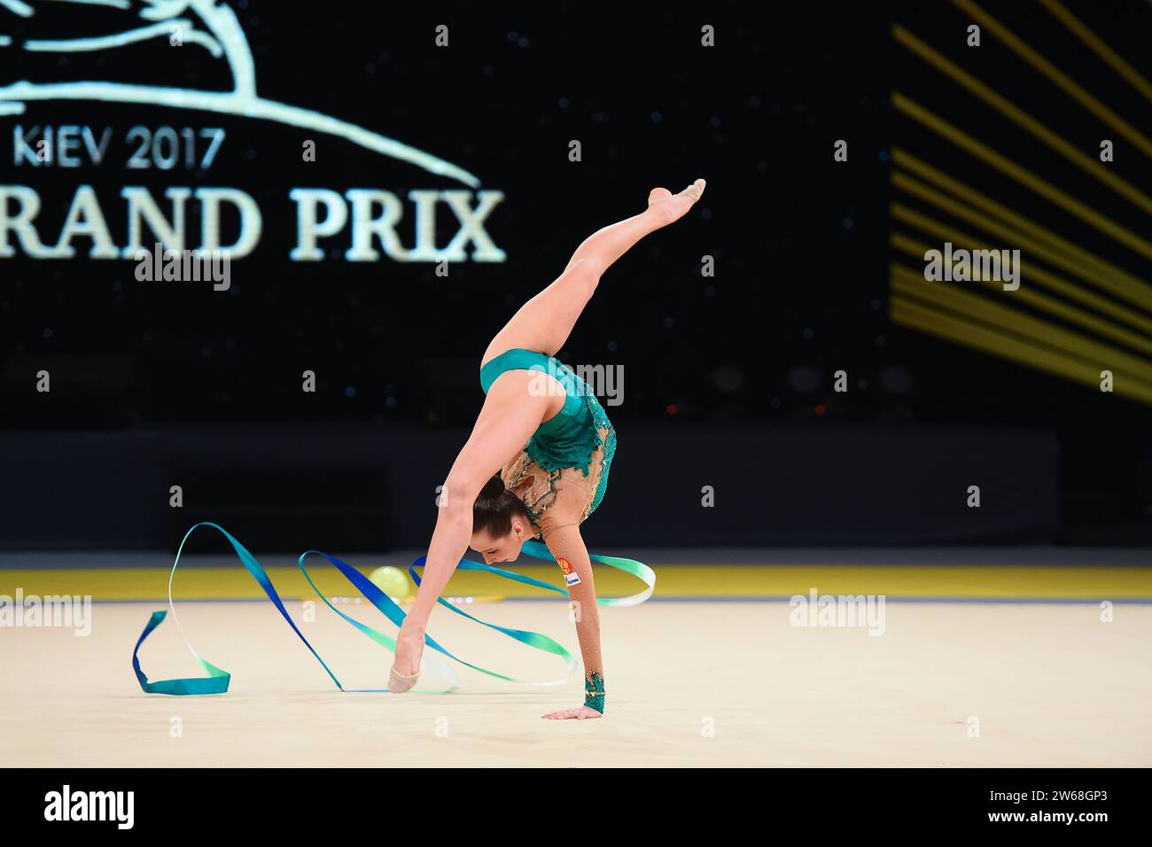 gymnast girl perform at rhythmic gymnastics competition Stock Photo - Alamy